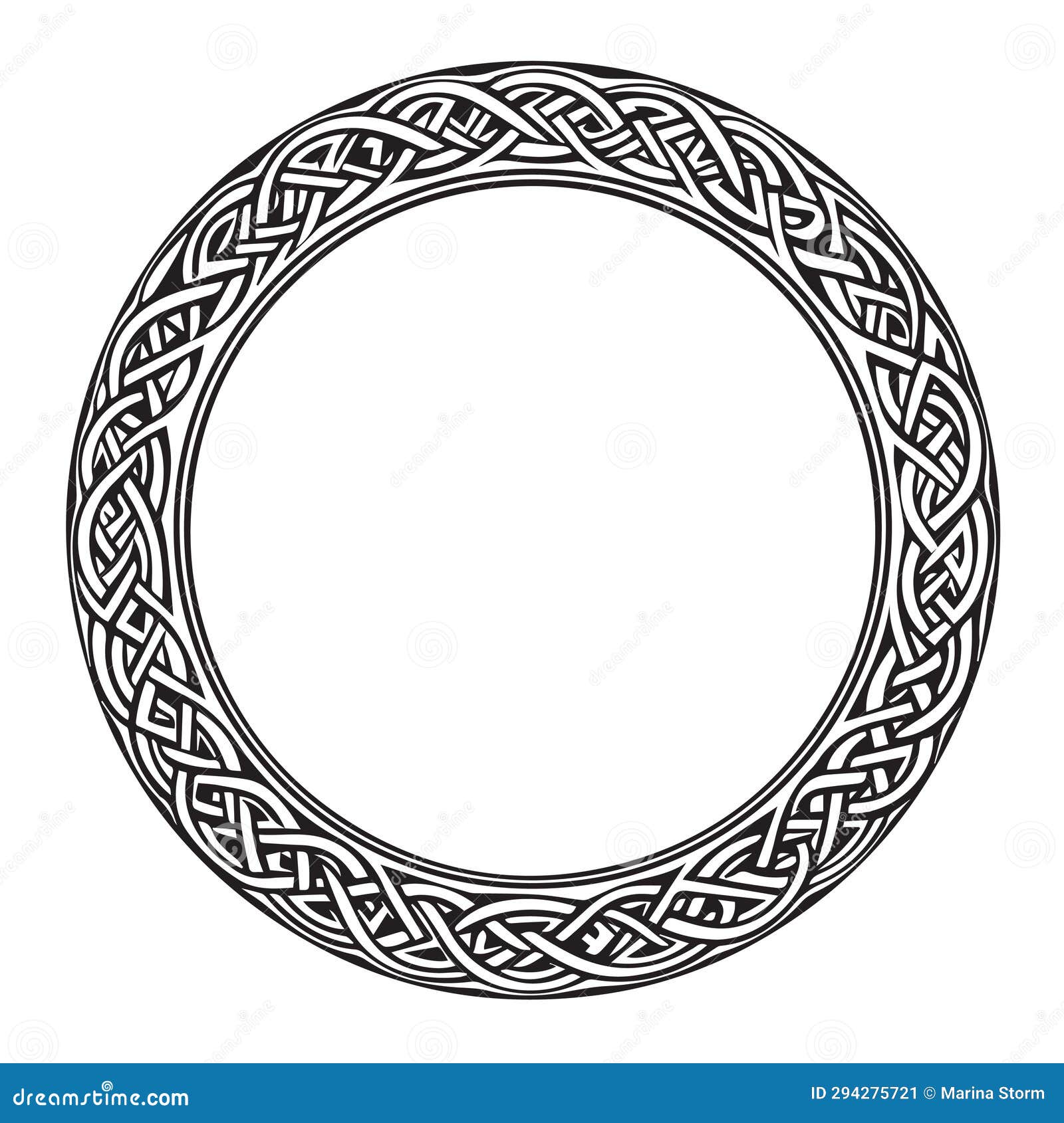 Round Celtic Frame. Black Pattern, Isolated Vector on White Background ...