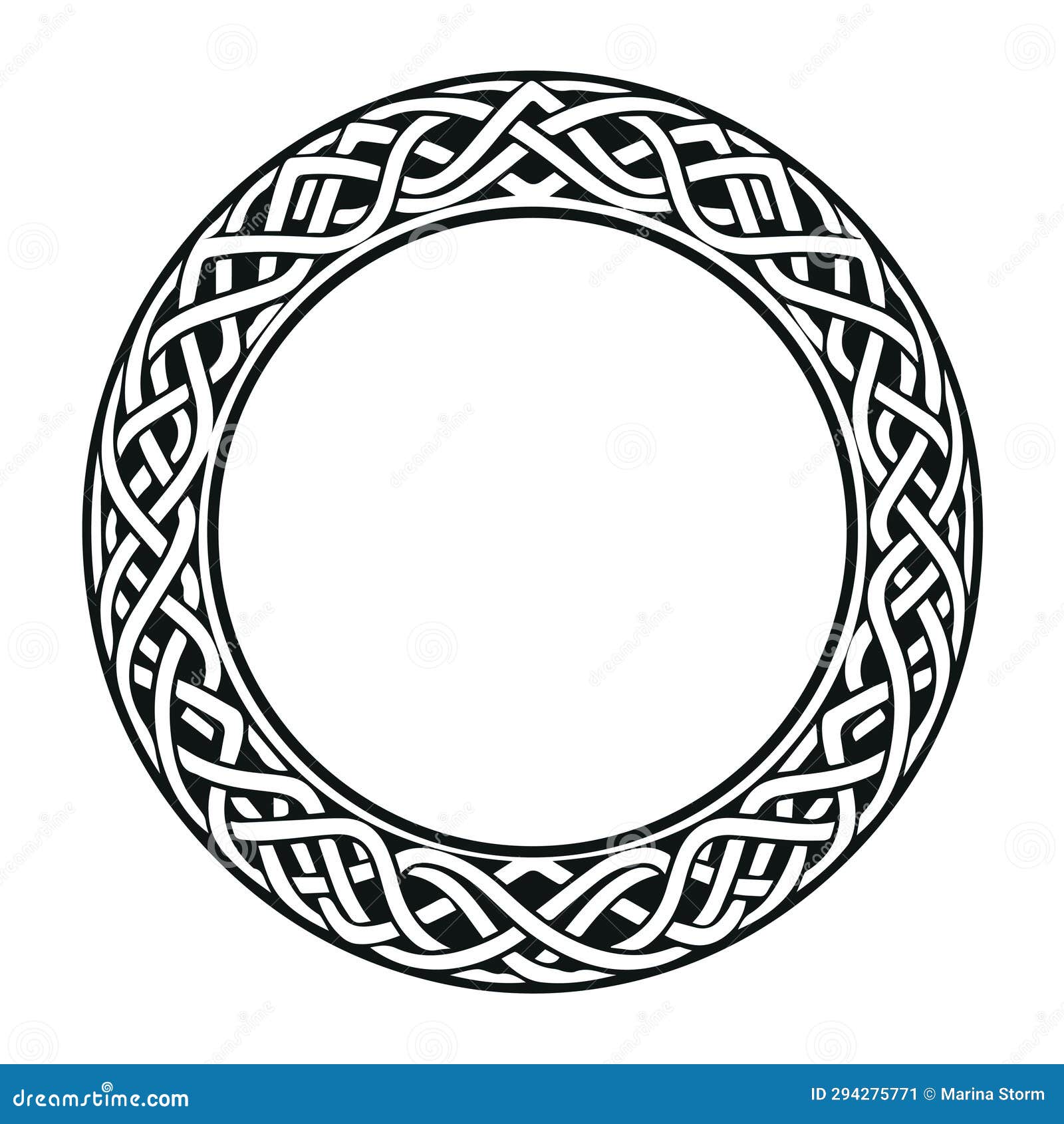 Round Celtic Frame. Black Pattern, Isolated Vector on White Background ...