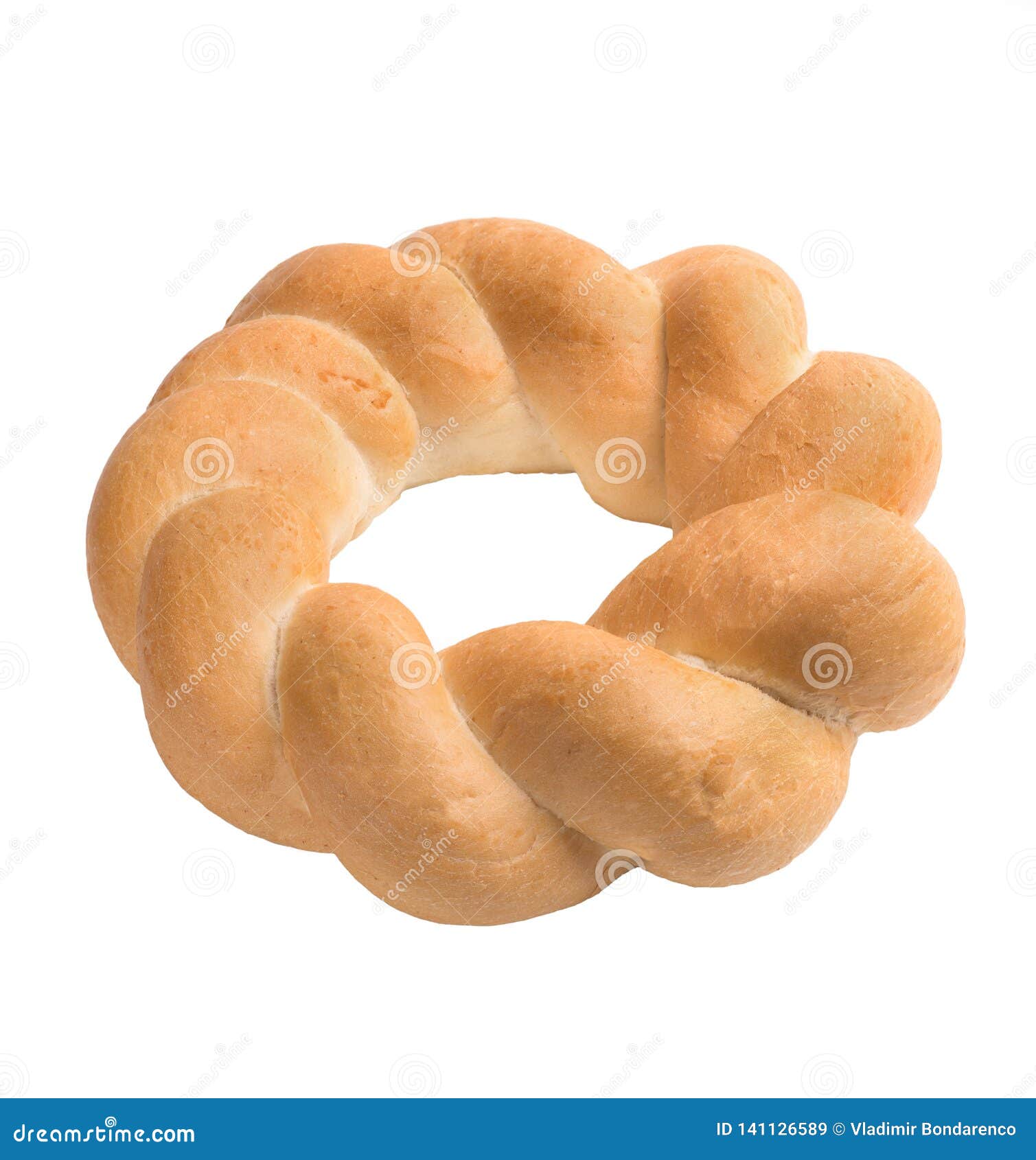 Round Challah, Braided White Bread in the Form of a Ring, Isolated on ...