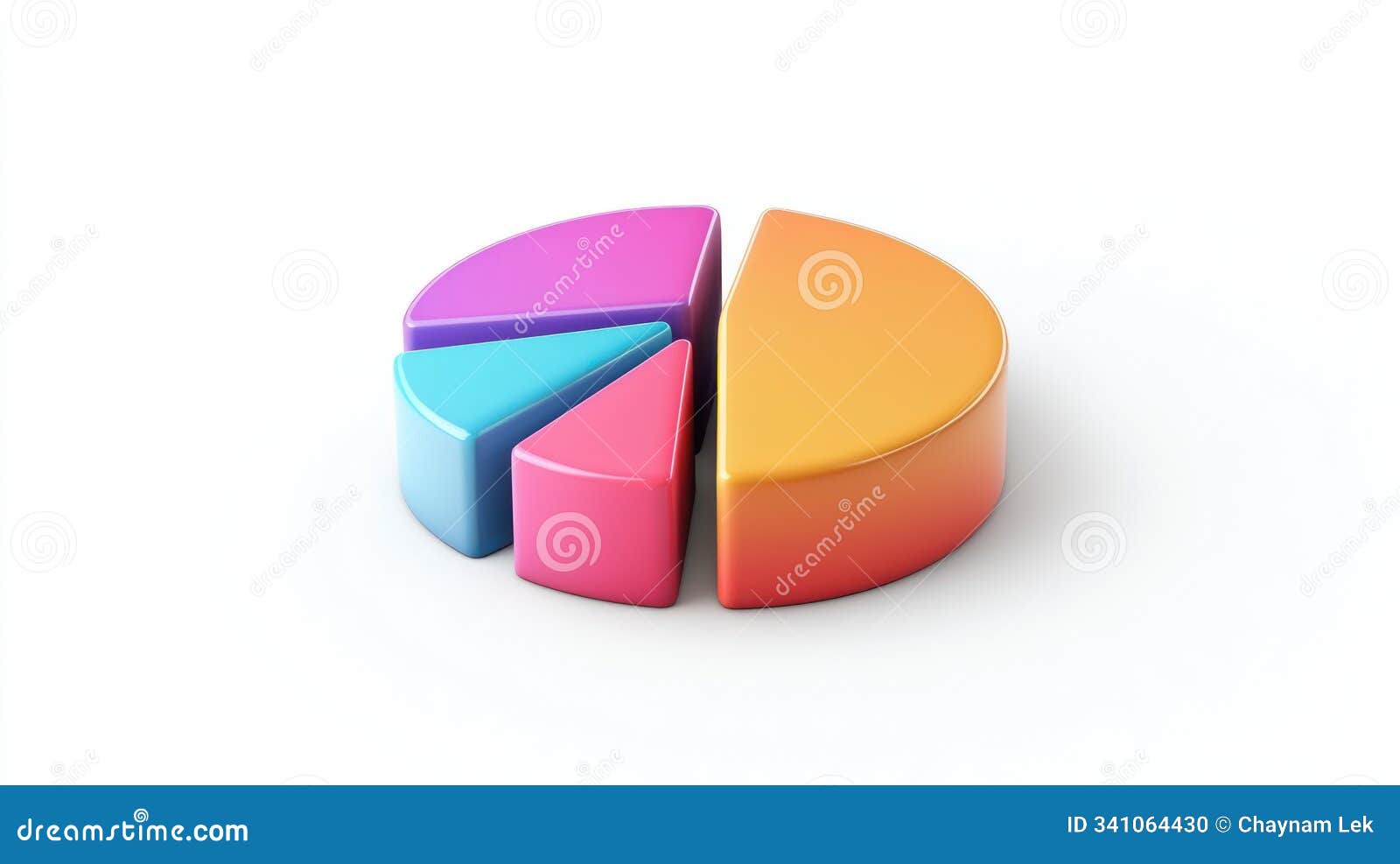 A Round Chart 3D Icon in Cartoon Style, Floating on a White Background ...
