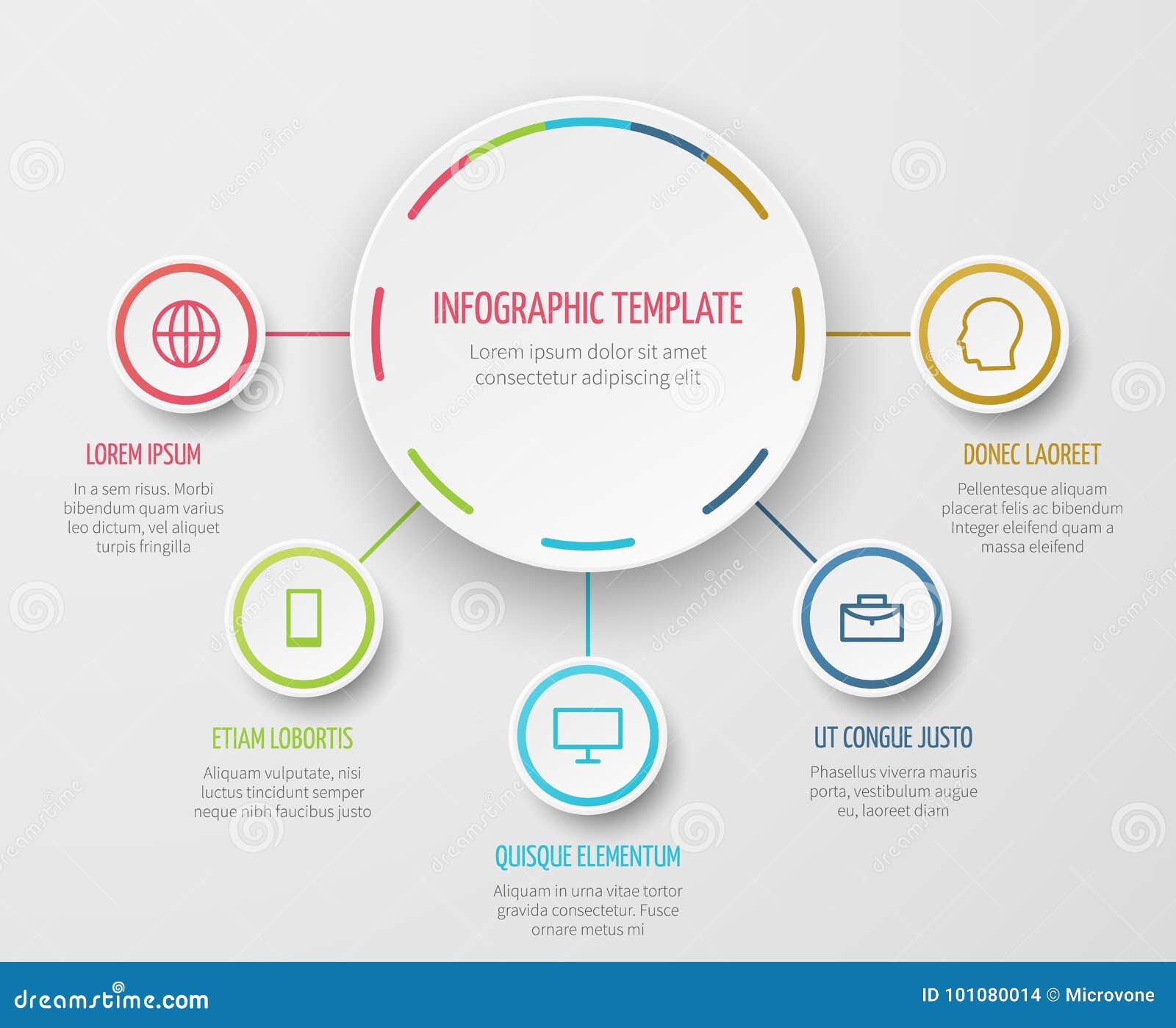 Round Chart Infographic with Steps Progress Vector Template for ...