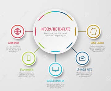 Round Chart Infographic with Steps Progress Vector Template for ...