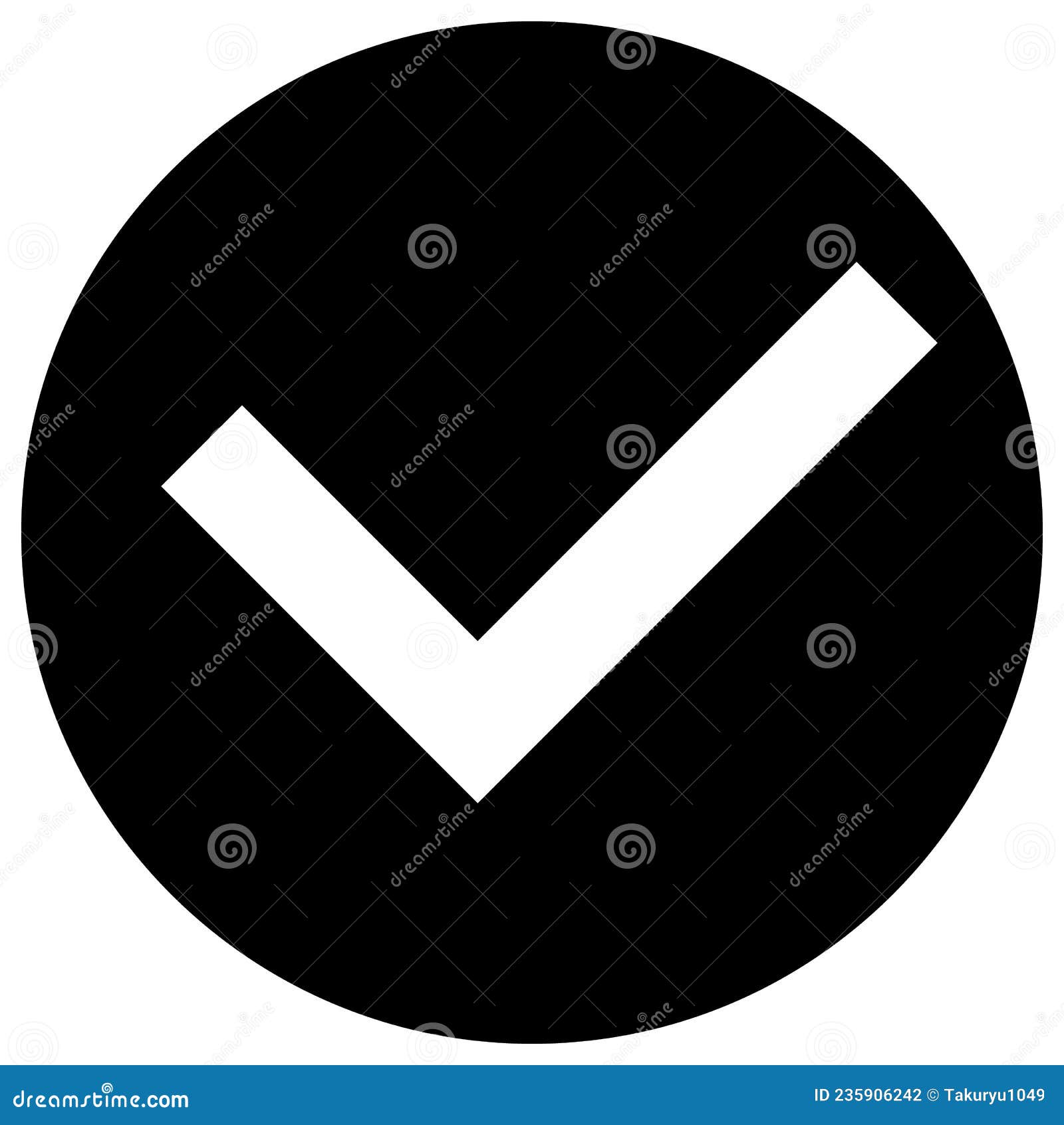 Round Checkmark Icon in Black. Vector. Stock Vector - Illustration of ...