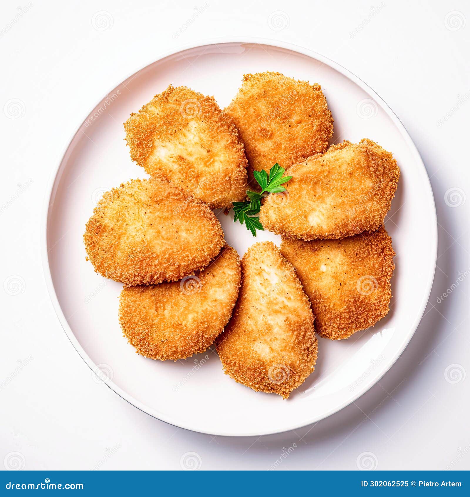 Round Chicken Cutlets Top View Isolated on White Background Stock Image ...