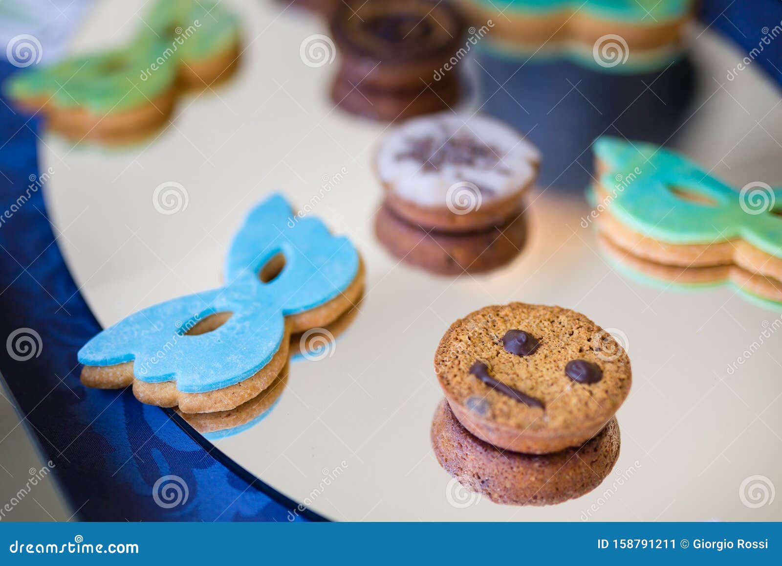 Round Chocolate Biscuit in the Shape of a Face with Smile Stock Image ...