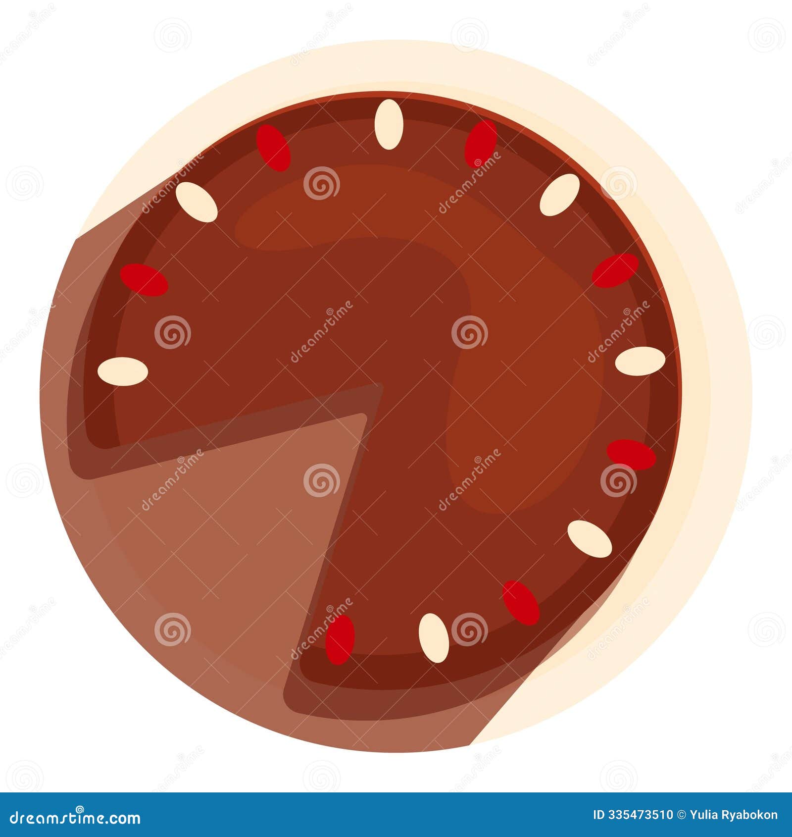 Round Chocolate Cake with a Slice Missing from Above Stock Photo ...