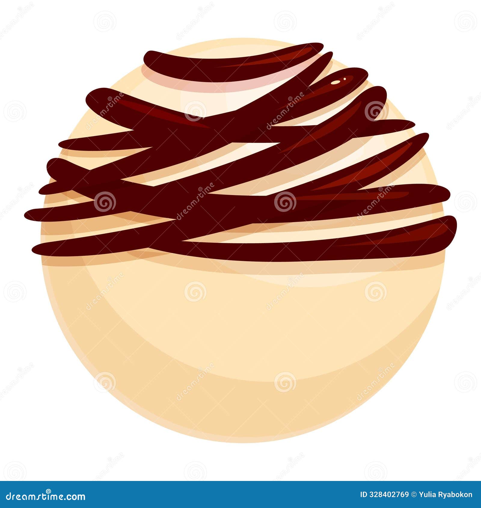 Round Chocolate Candy with Chocolate Drizzle Topping Isolated on White ...