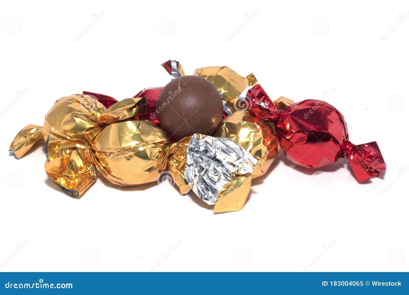 Round Chocolate Candy with Foil Packaging Isolated on the White ...