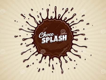 Round Chocolate Splash with Drops Stock Illustration - Illustration of ...
