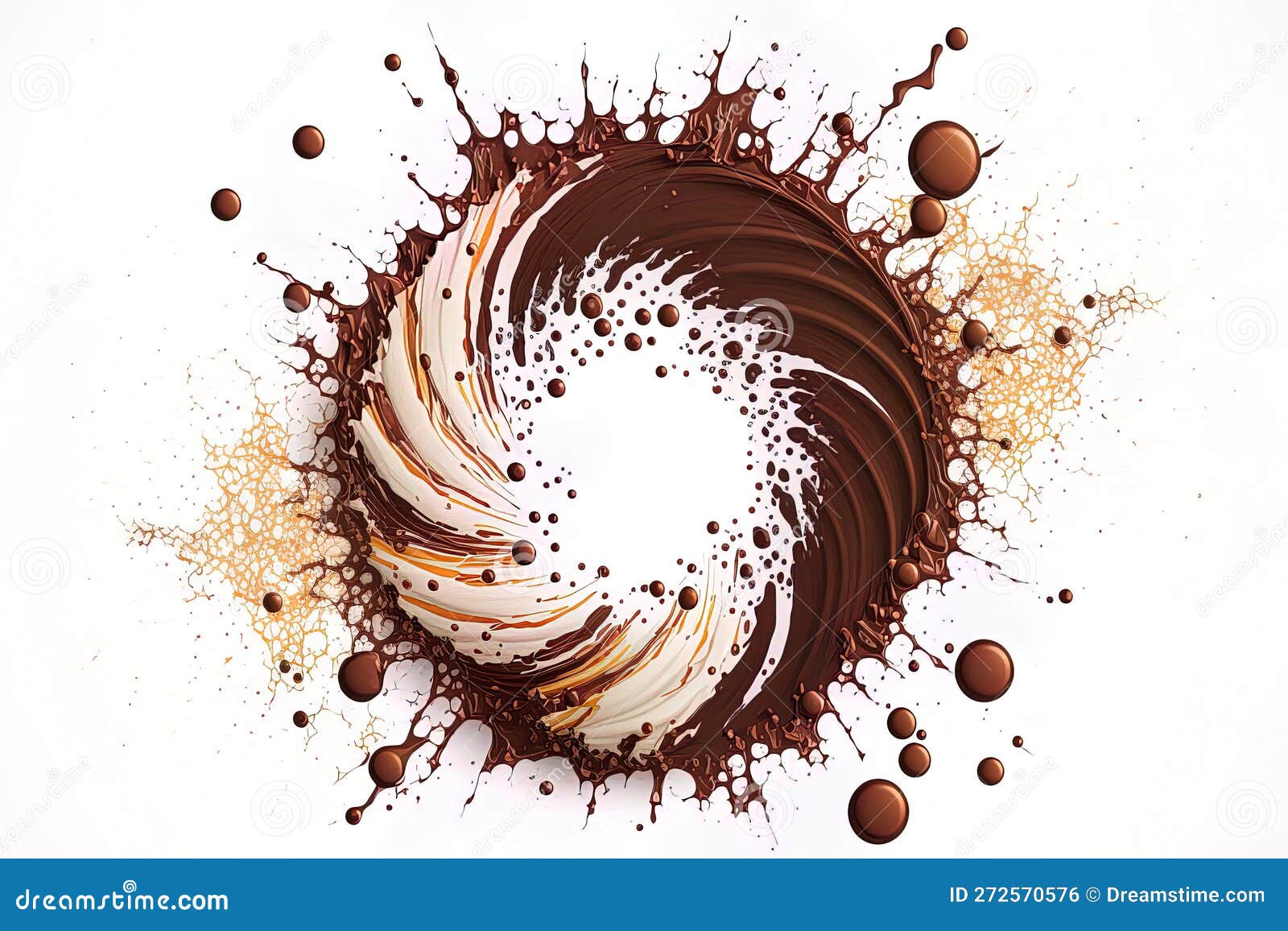 Round Chocolate Splashes in a Circle, Isolated on a White Background ...