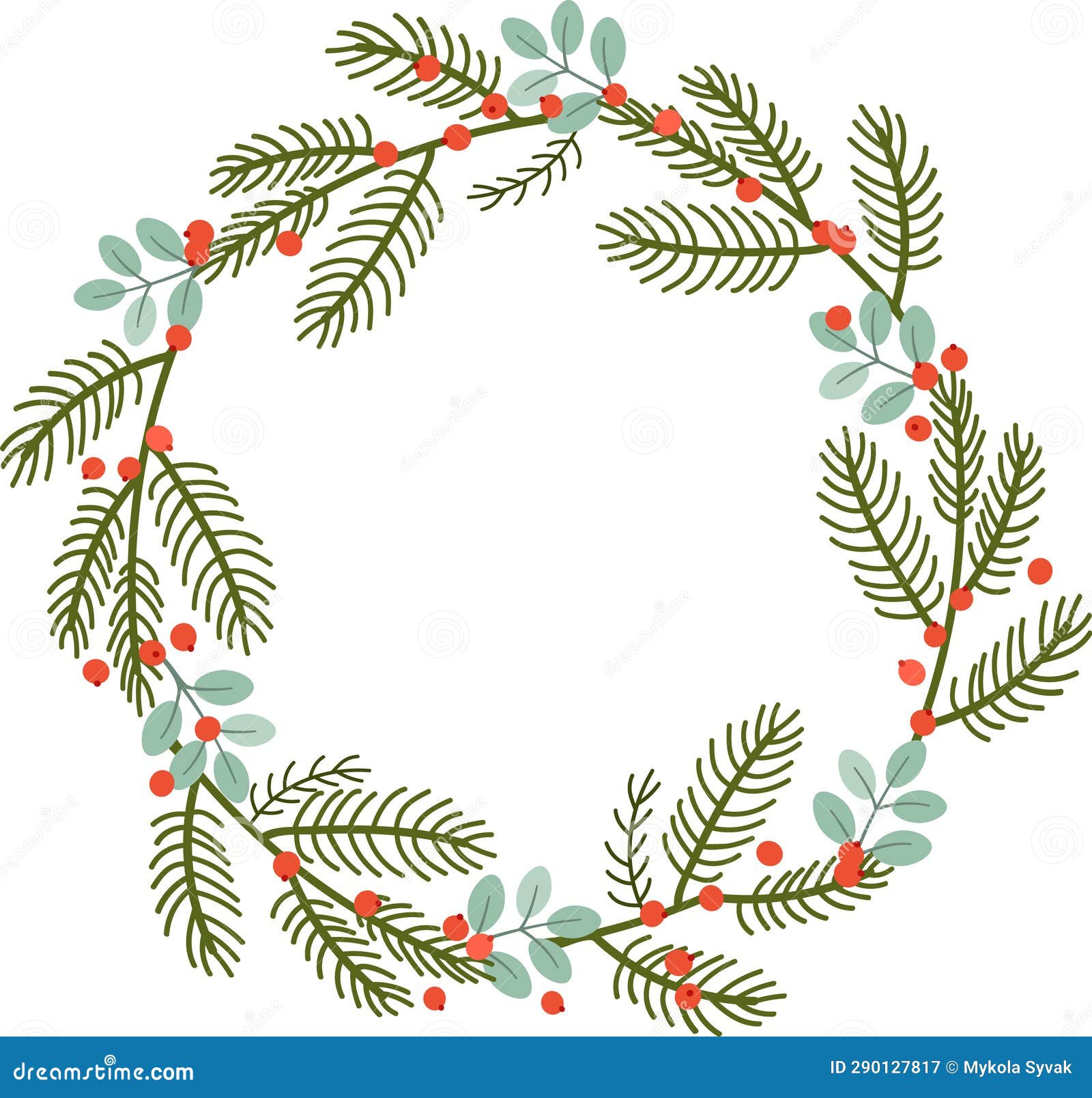 Round Christmas Frame Wreath Stock Vector - Illustration of vector ...