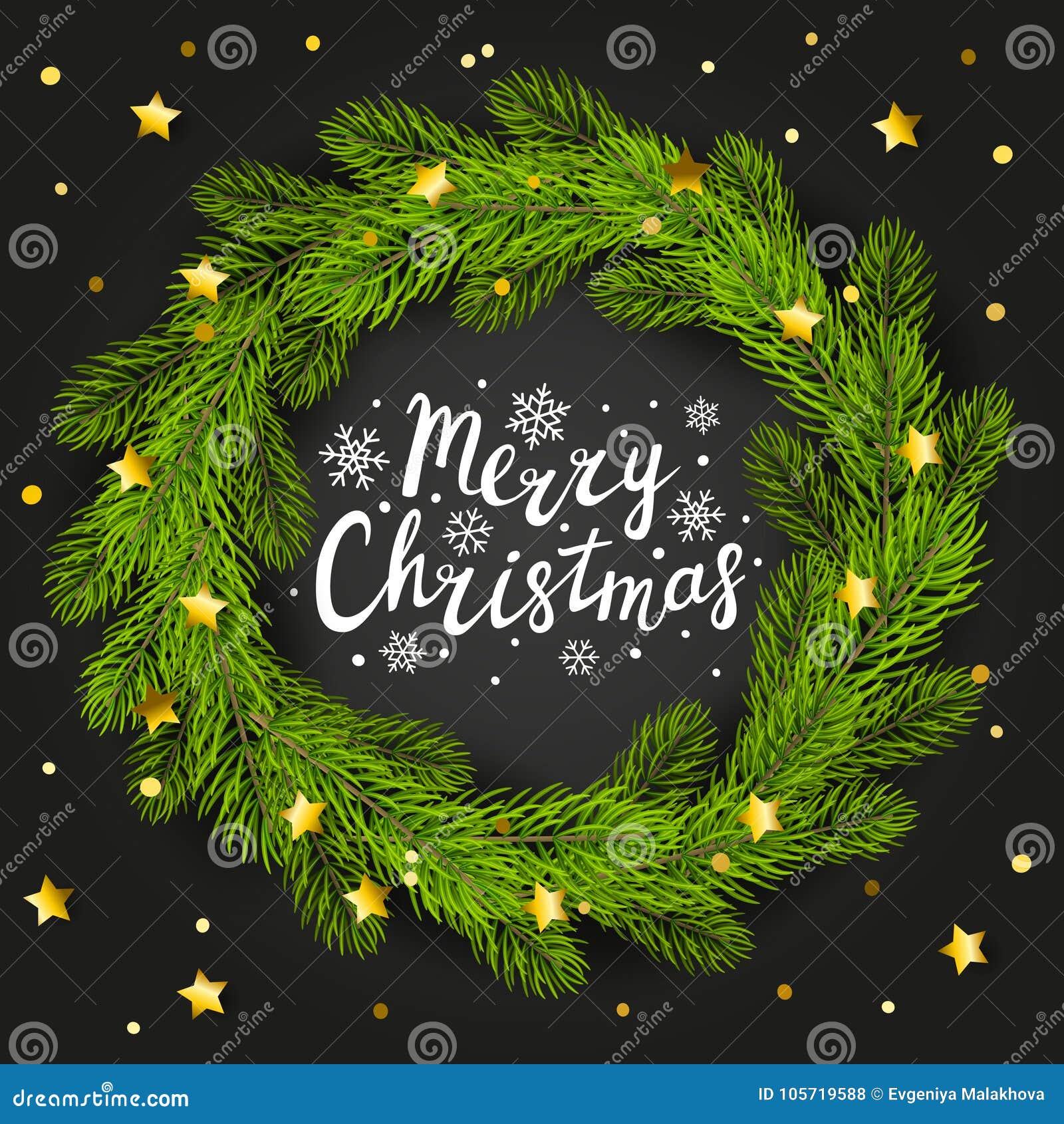 Round Christmas tree frame stock vector. Illustration of golden - 105719588