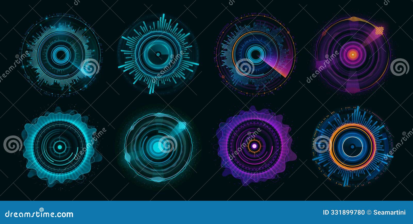 Round Circle Futuristic Chart and HUD Interface Stock Illustration ...