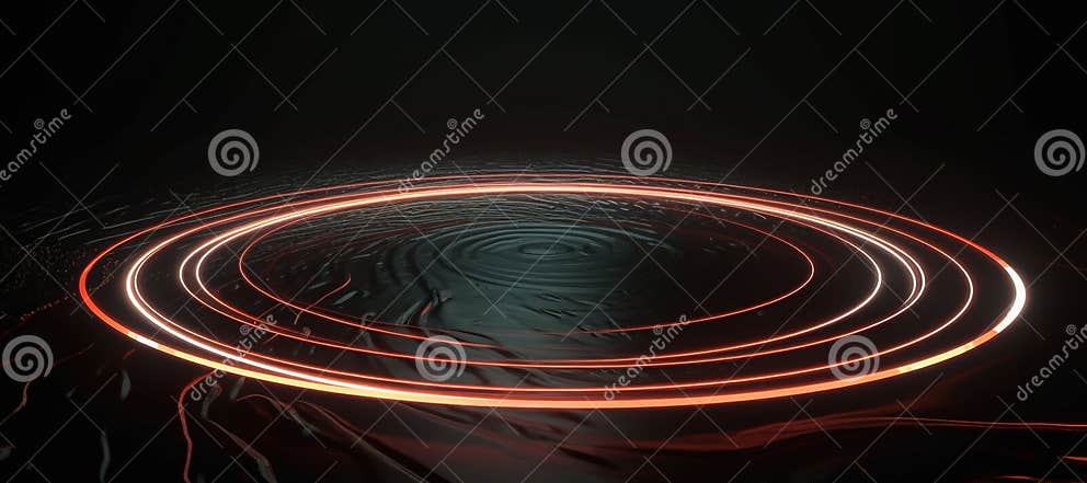 Glowing Round Circle Line Background, Neon Light Stock Illustration ...