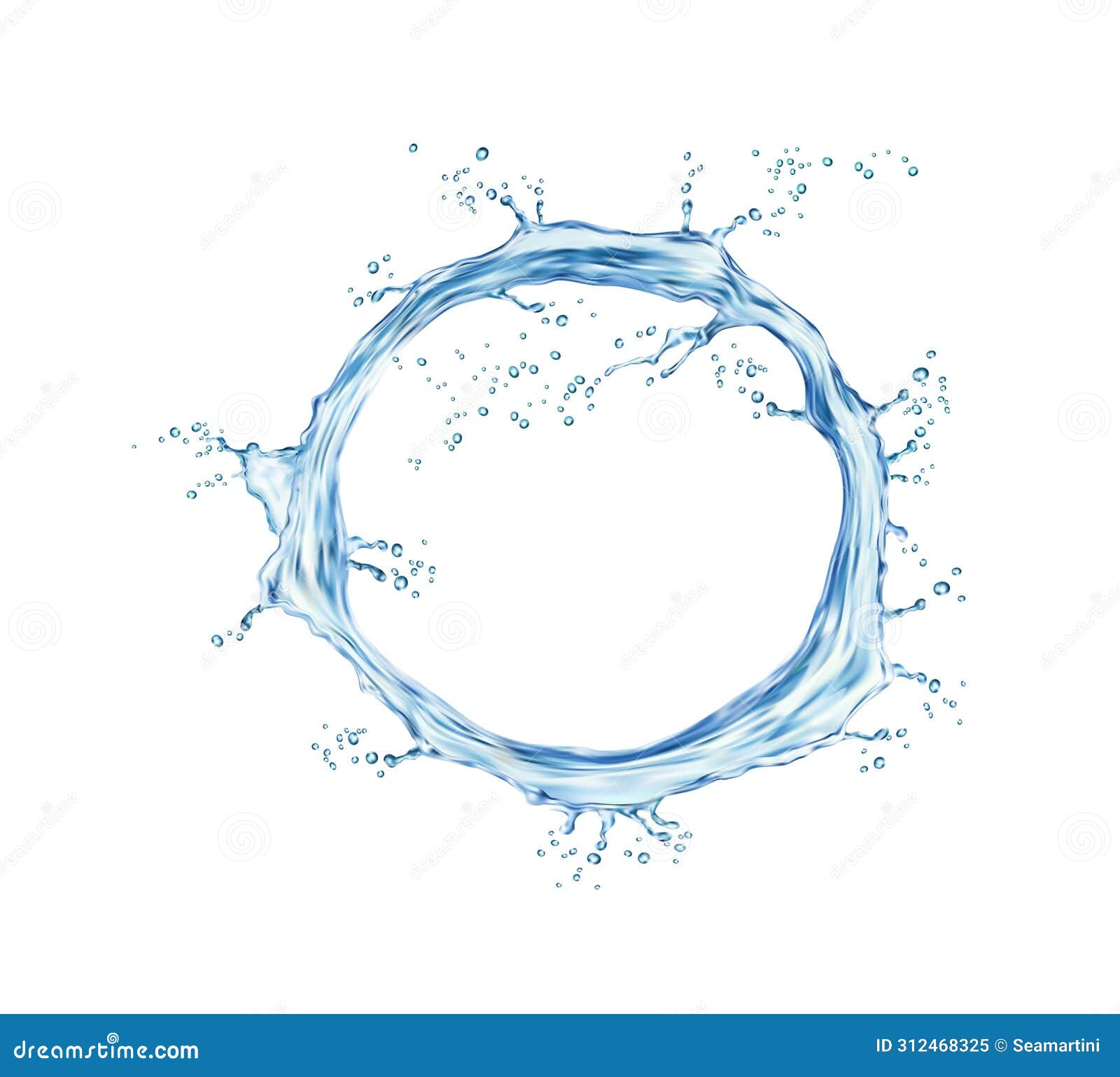 Round Circle Liquid Water Splash Frame with Drops Stock Illustration ...