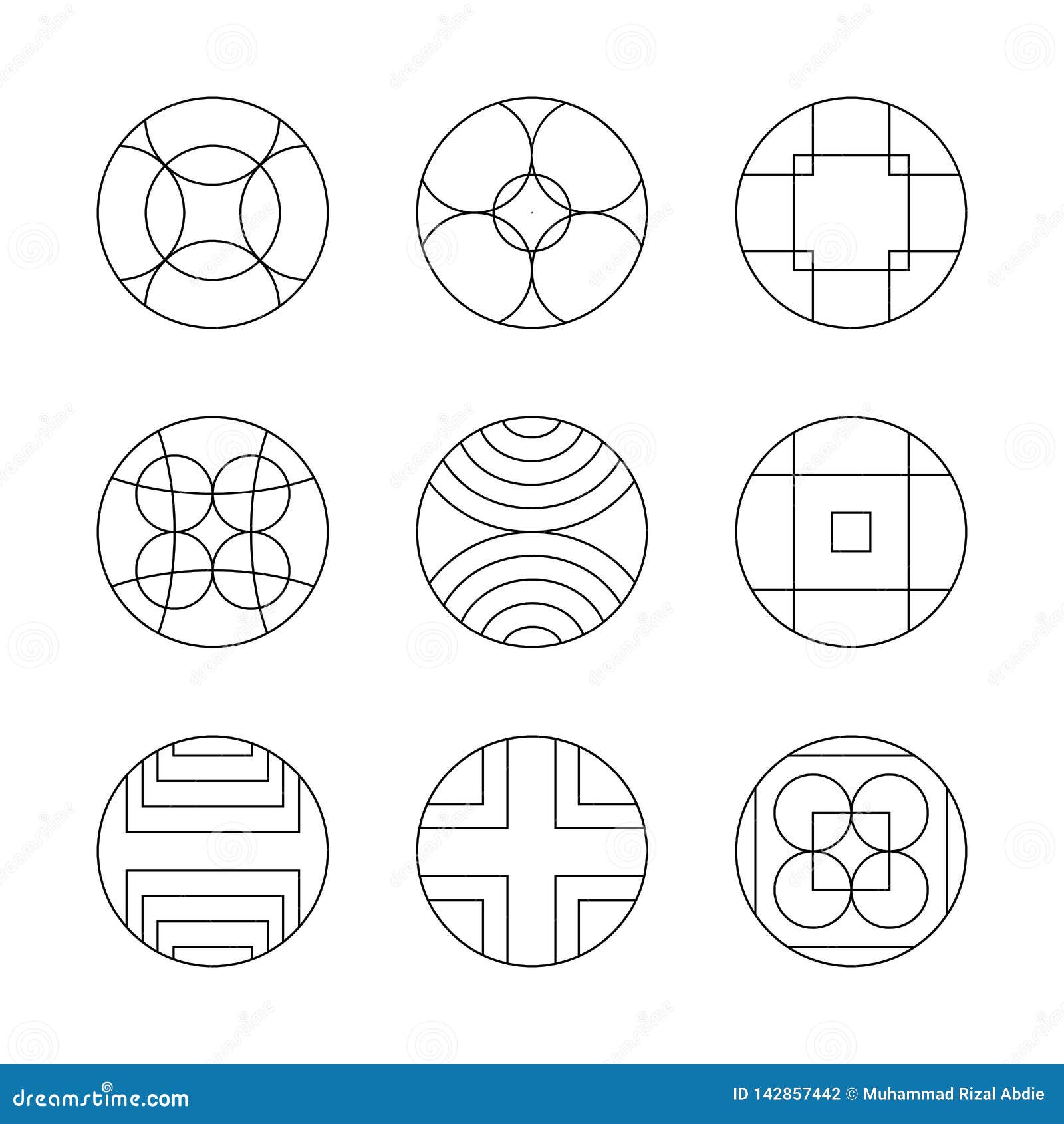 Round or Circle Logo Mark Collection Set. Monoline Geometric Logo Mark ...