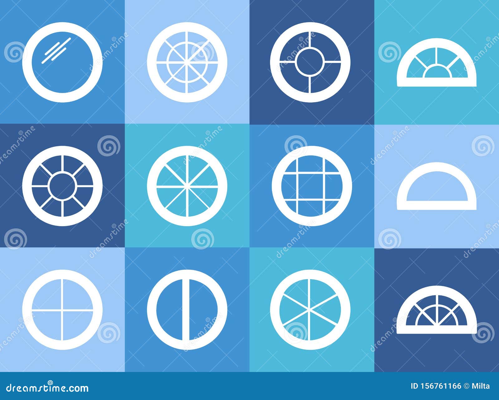 Round & Circle Window. Casement & Awning Window Frames. White Flat Icon ...