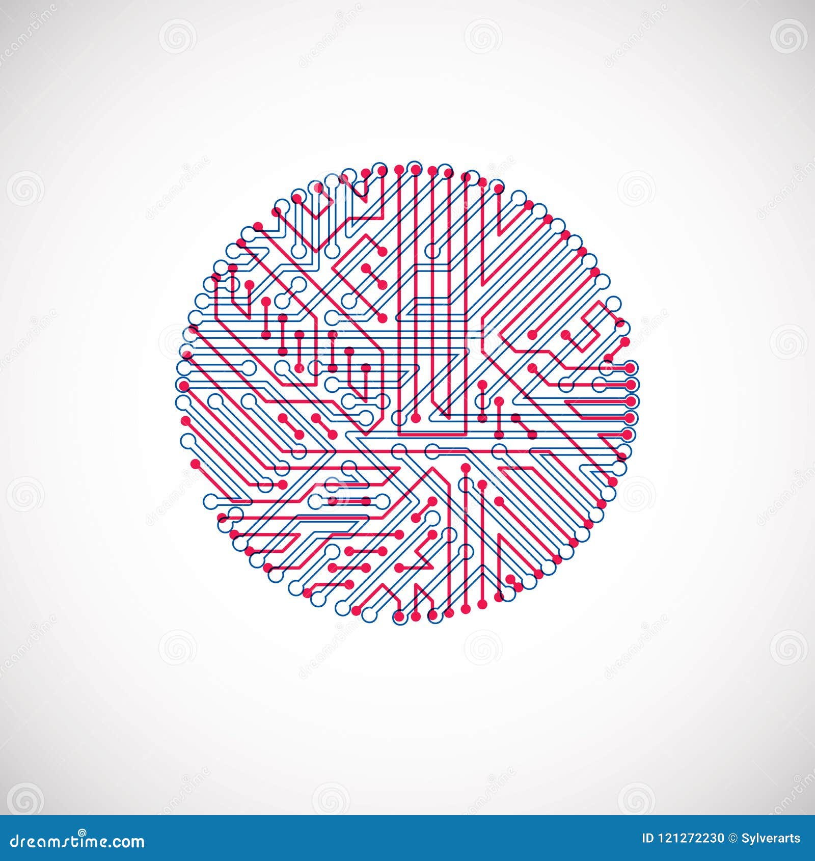 Round Circuit Board with Electronic Components of Technology Device ...