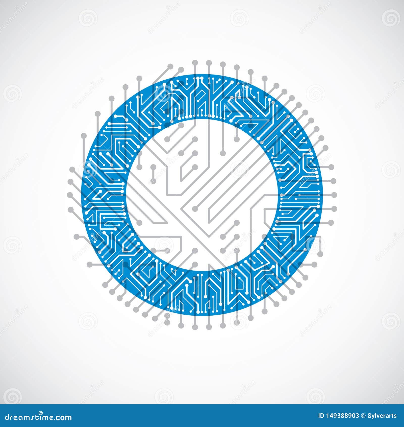 Round Circuit Board with Electronic Components of Technology Device ...