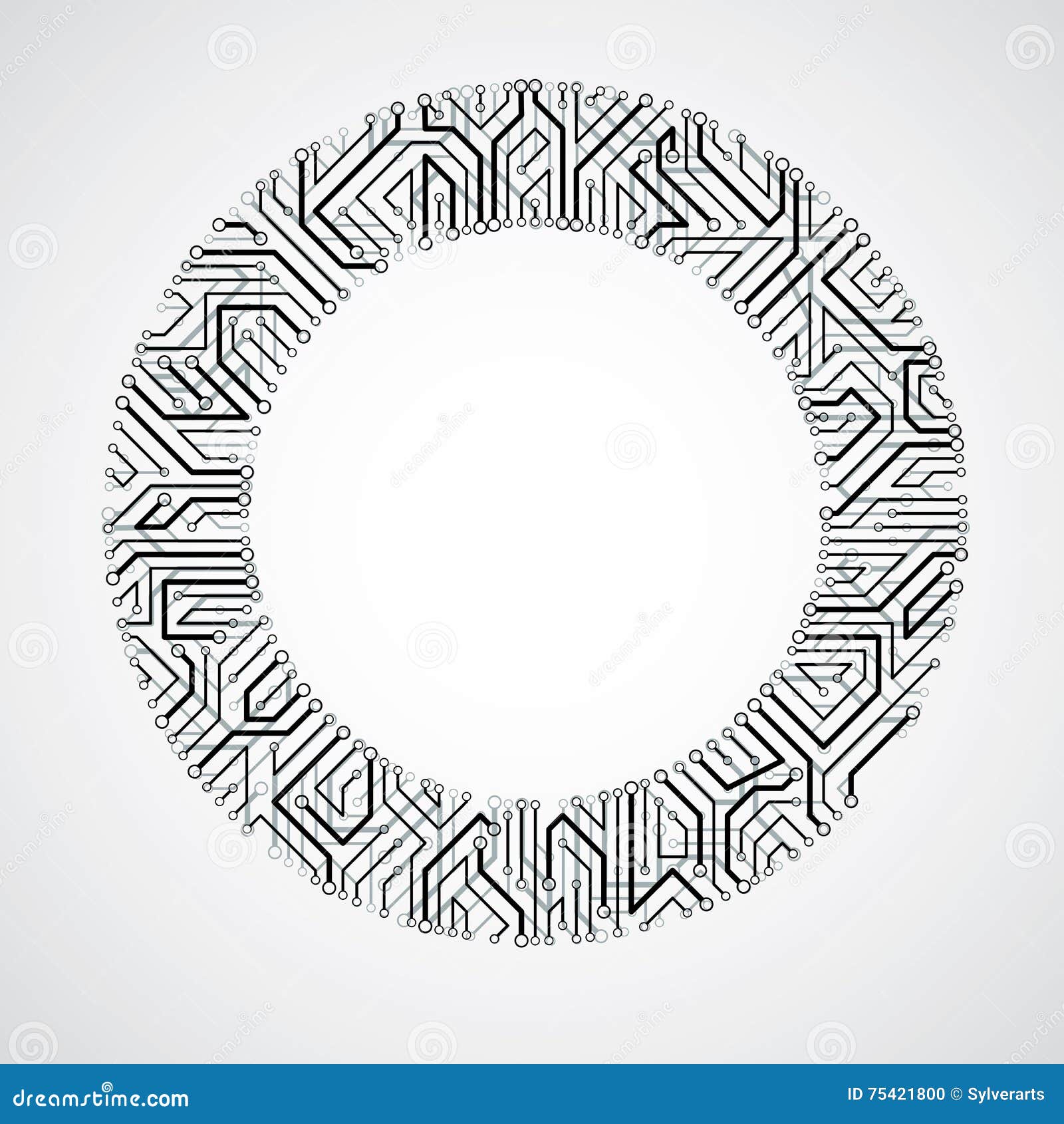 Round Circuit Board with Electronic Components of Technology Stock ...
