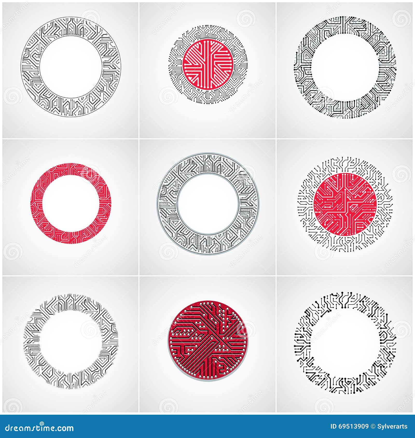 Round Circuit Boards with Electronic Components of Technology De Stock ...