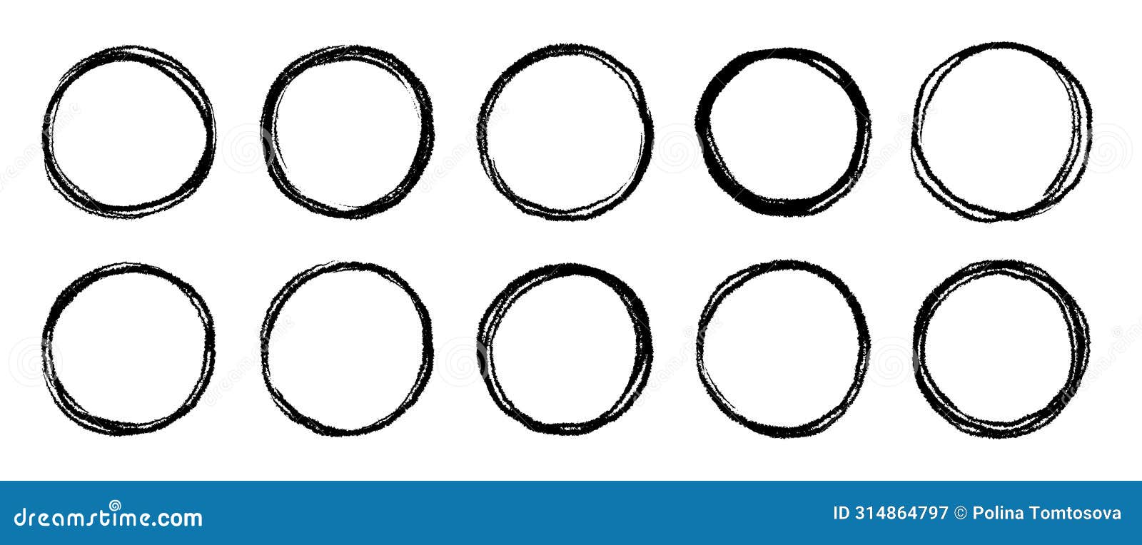 Round Circular Logo Hand Drawn Brush Stroke Icon Frame Element. Round ...