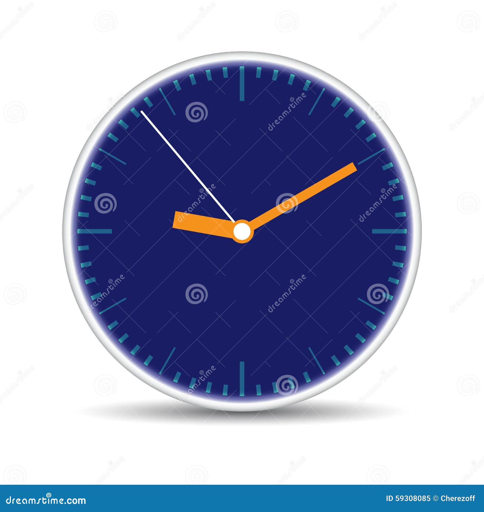 Round Clock with Blue Clock-face Stock Vector - Illustration of second ...