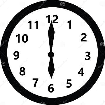 Round Clock Face Showing Six O`clock Stock Vector - Illustration of ...