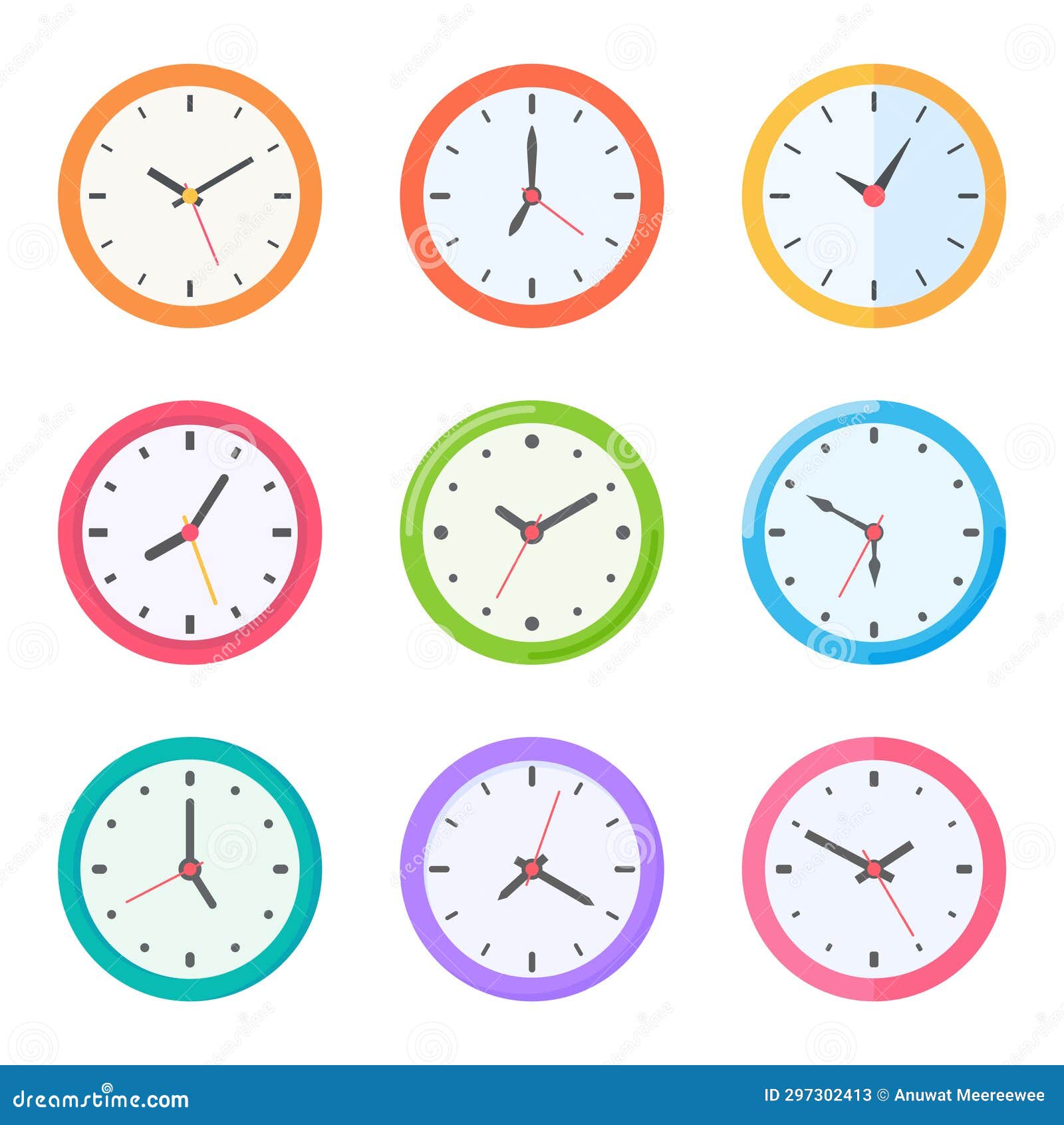 The Round Clock Face Shows the Scheduled Time Stock Illustration ...