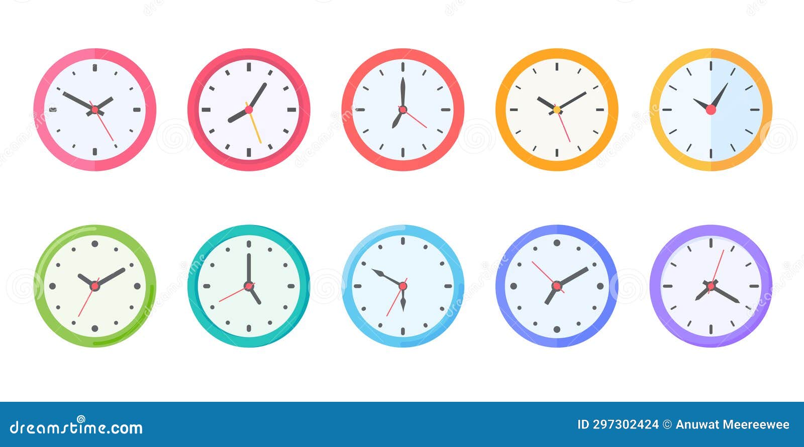 The Round Clock Face Shows the Scheduled Time Stock Illustration ...