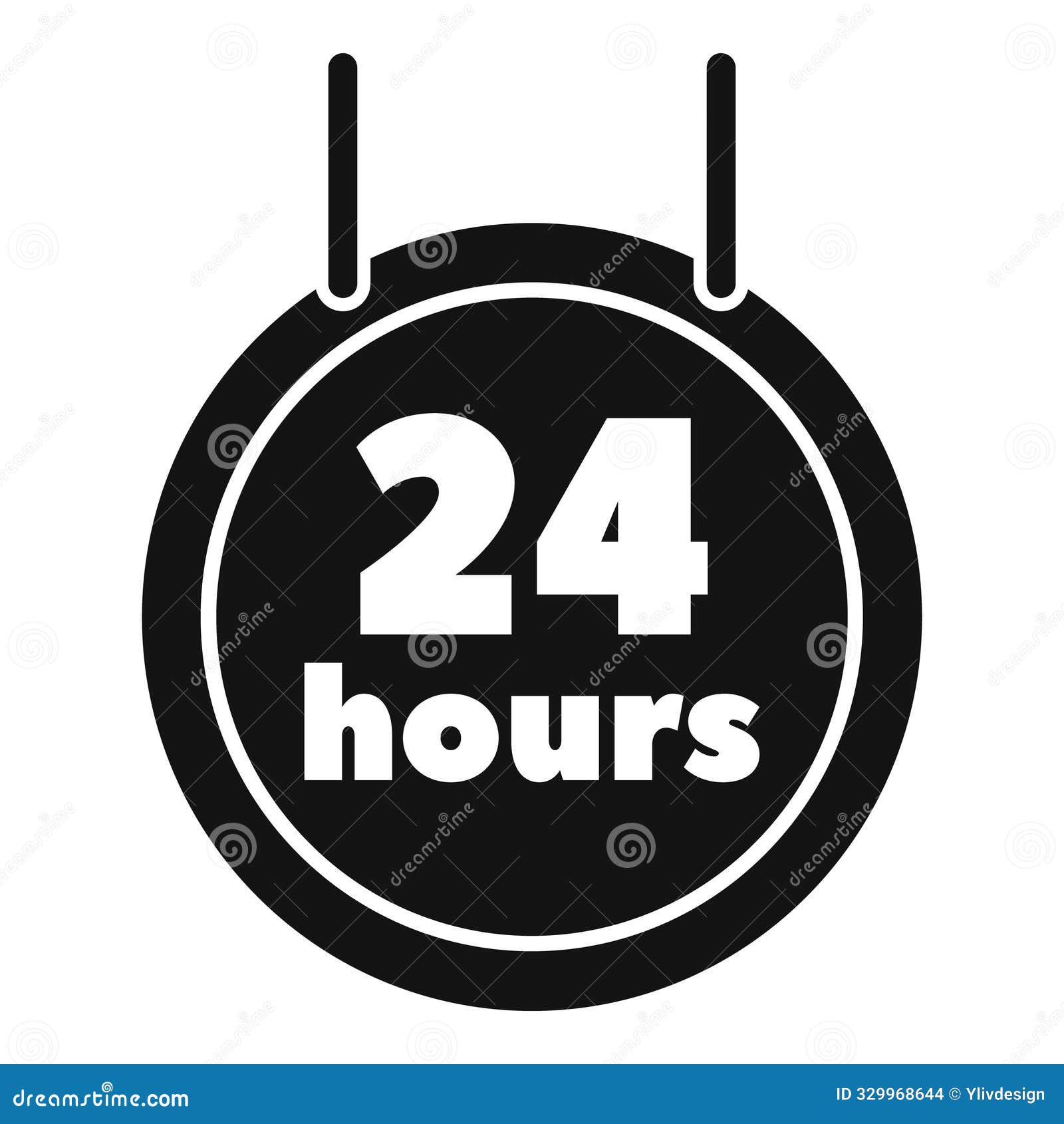Round the Clock Service Sign Indicating 24 Hours Availability Stock ...