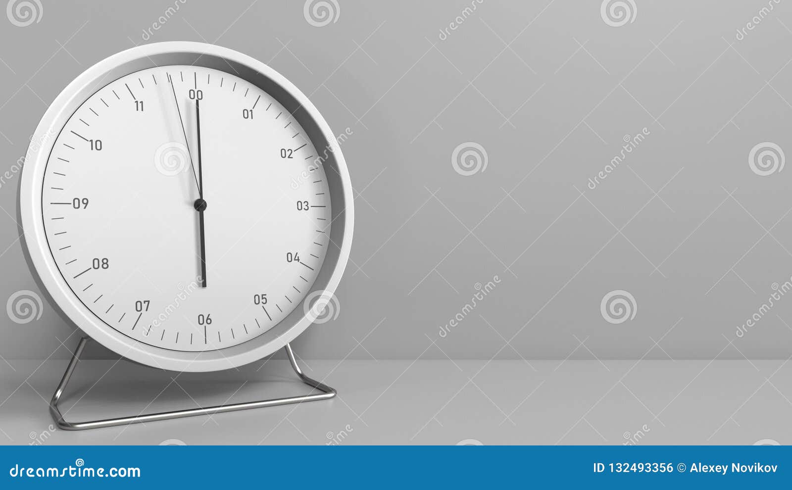 Round Clock Shows 6:00 or 18:00 Sharp. Six or Eighteen O`clock. 3D ...