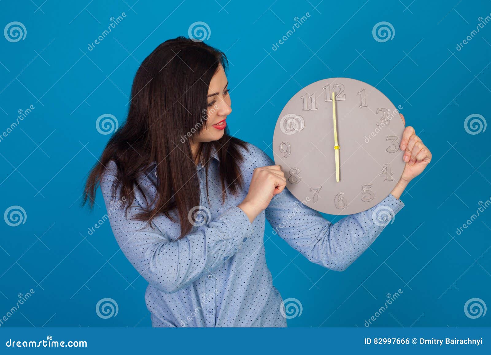 Round clock and woman stock photo. Image of beautiful - 82997666
