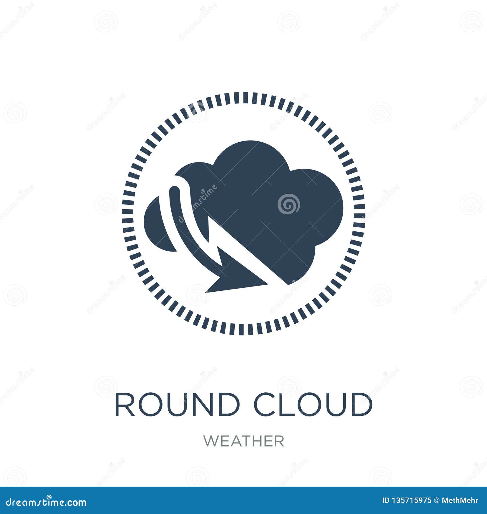 Round Cloud Icon in Trendy Design Style. Round Cloud Icon Isolated on ...