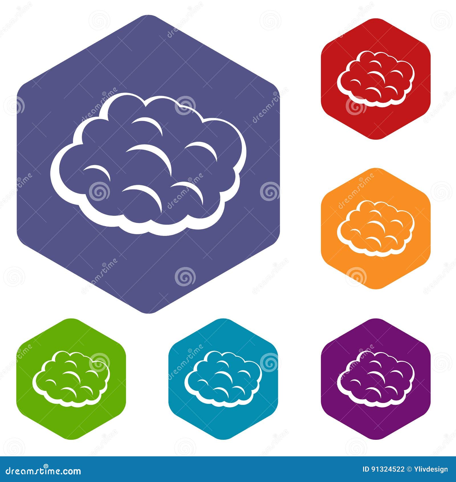 Round Cloud Icons Set Hexagon Stock Vector - Illustration of isolated ...