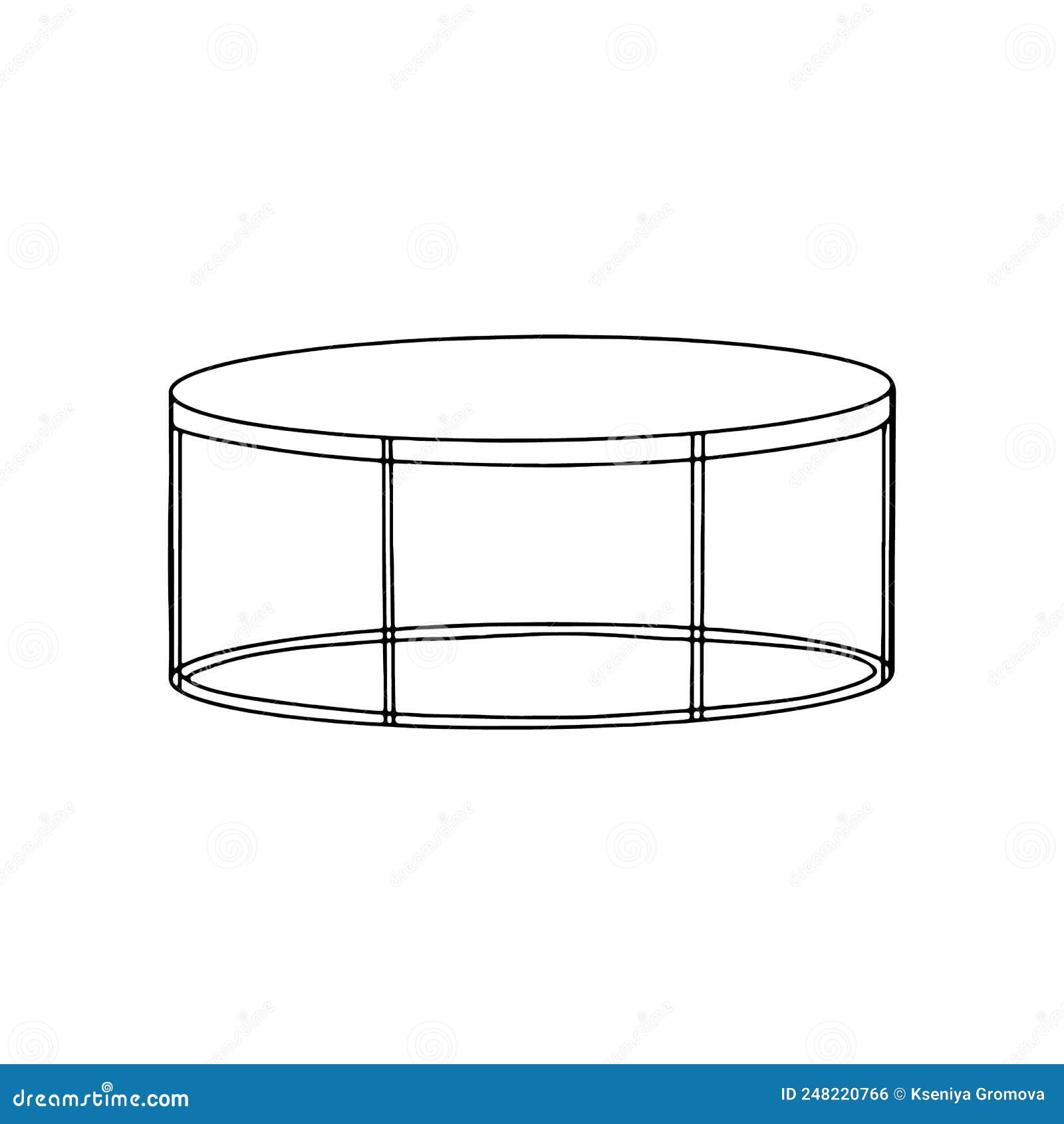 Round Coffee Table Linear Illustration. Outline Image Stock Vector ...