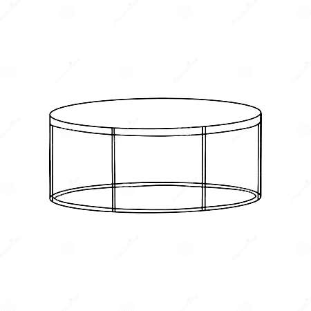 Round Coffee Table Linear Illustration. Outline Image Stock Vector ...