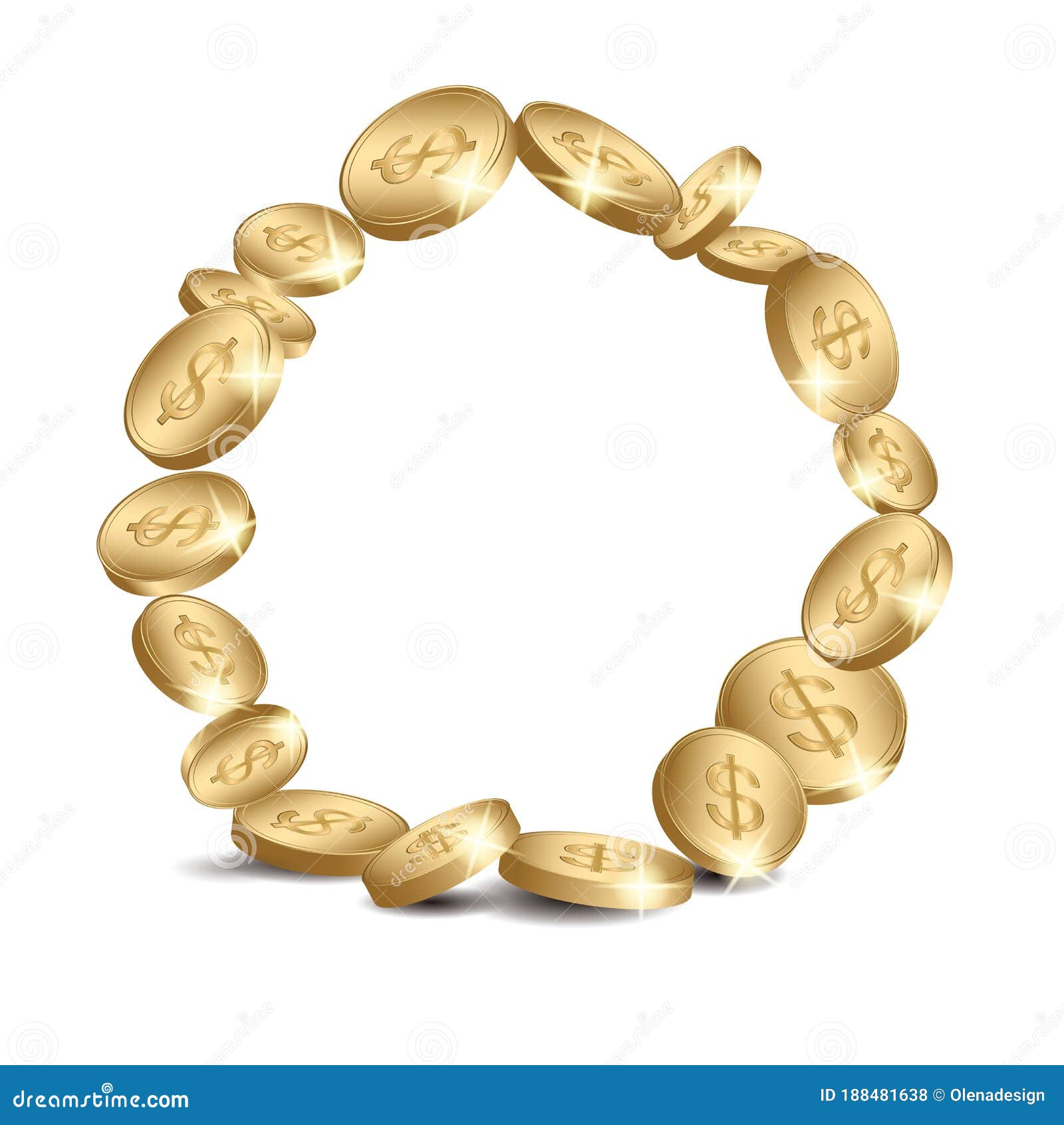 Round Coins Frame - Vector Golden Dollars Stock Vector - Illustration ...