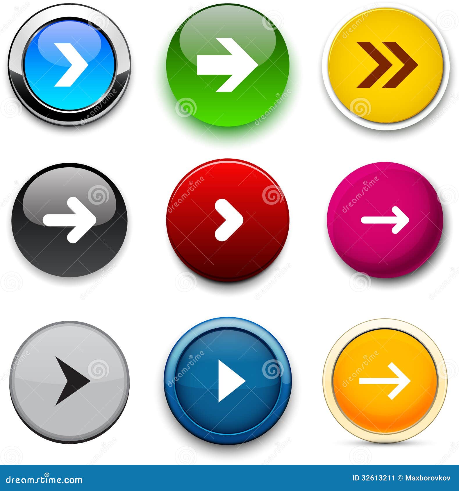 Round color arrow icons. stock vector. Illustration of icons - 32613211