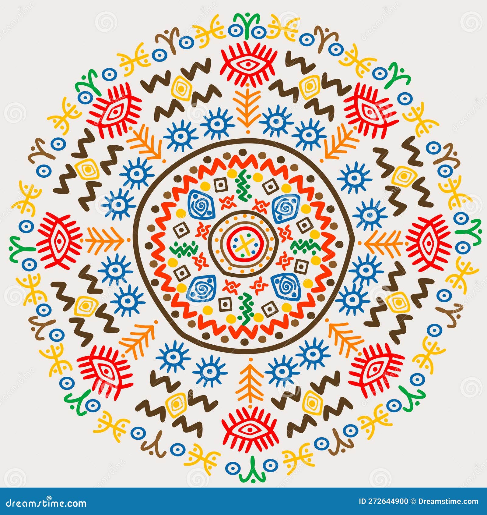 Round Color Background with Ethnic Symbols Stock Vector - Illustration ...
