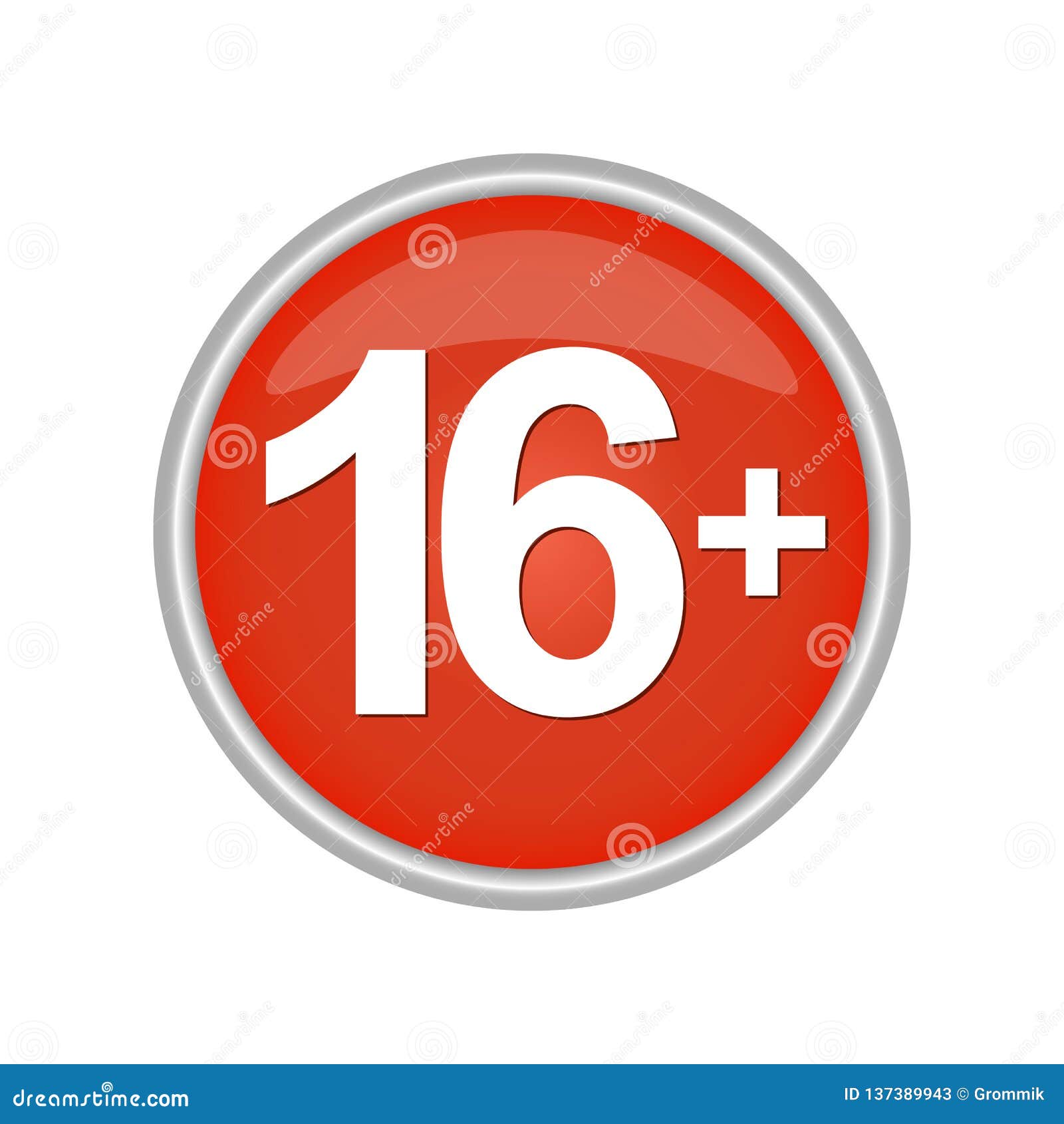 Round Colored Button Indicating the Age Restrictions 16 Stock Vector ...