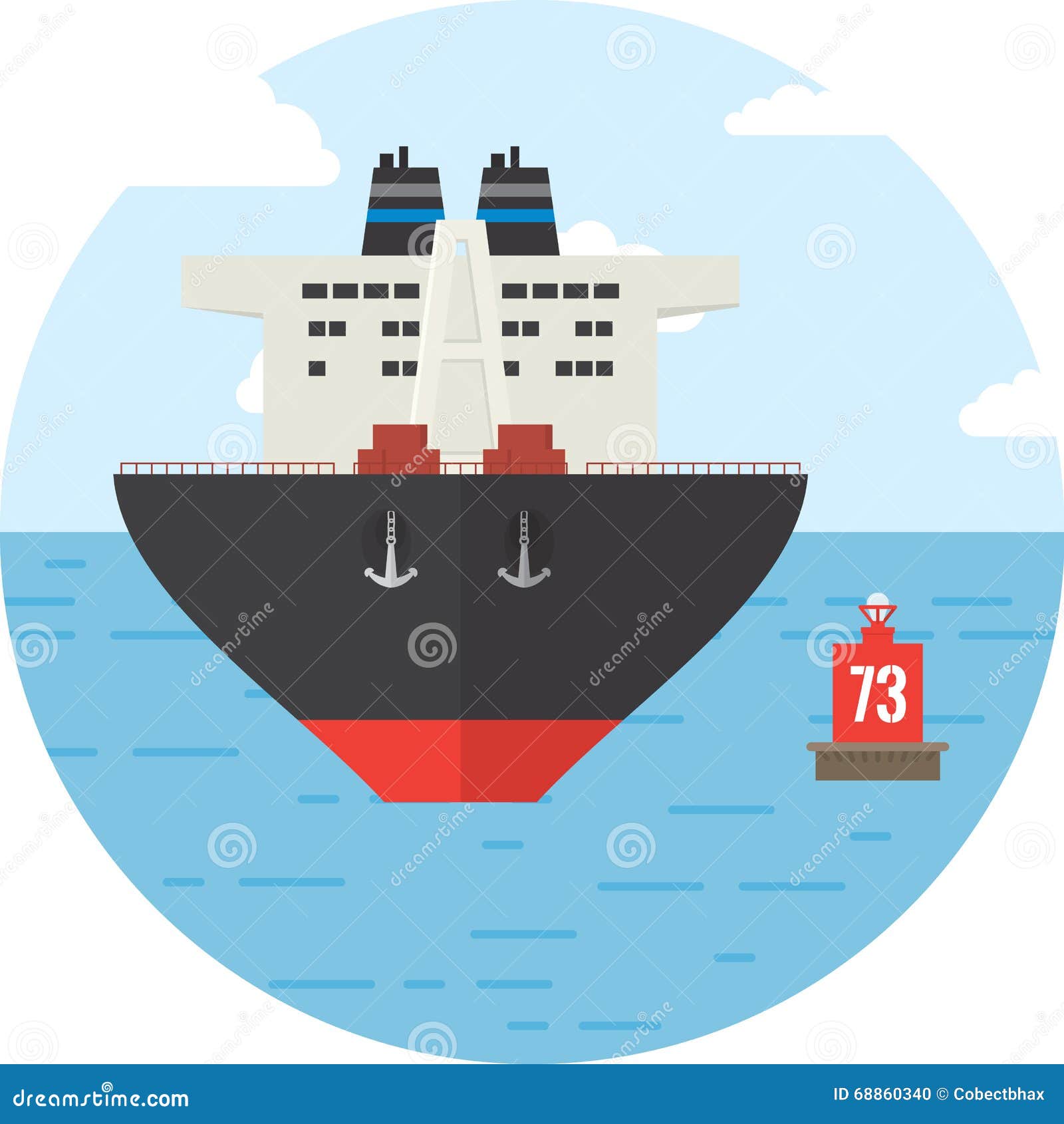 Round with Colored Cargo Ship, Logistics Icon Stock Vector ...