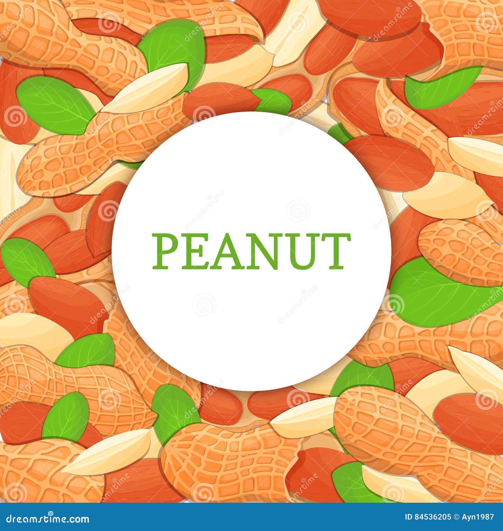 Round Colored Frame Composed of Peanut Nut. Vector Card Illustration ...