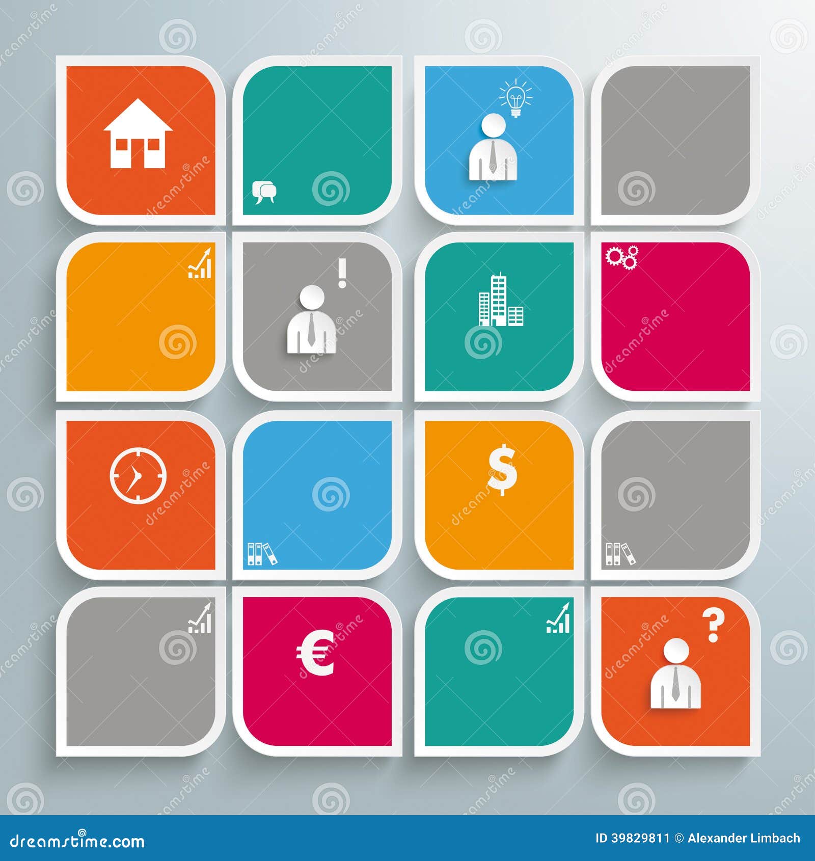 4 Colored Bevel Rectangles House Infographic Vector Illustration ...