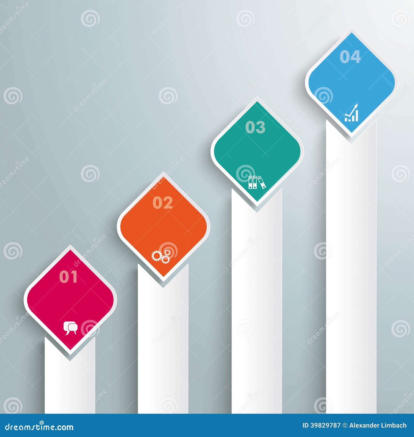 4 Colored Bevel Squares Infographic PiAd Vector Illustration ...