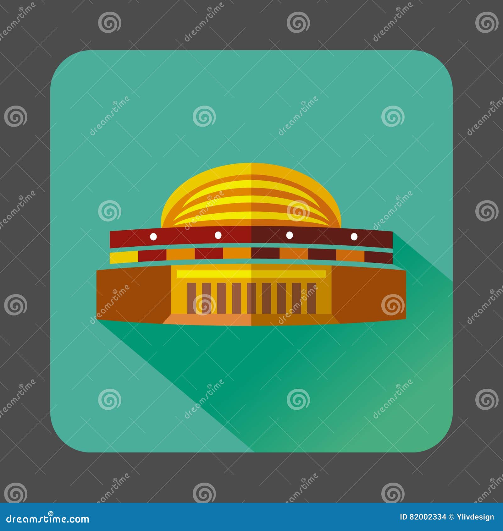 Round Colorful Building Icon, Flat Style Stock Vector - Illustration of ...