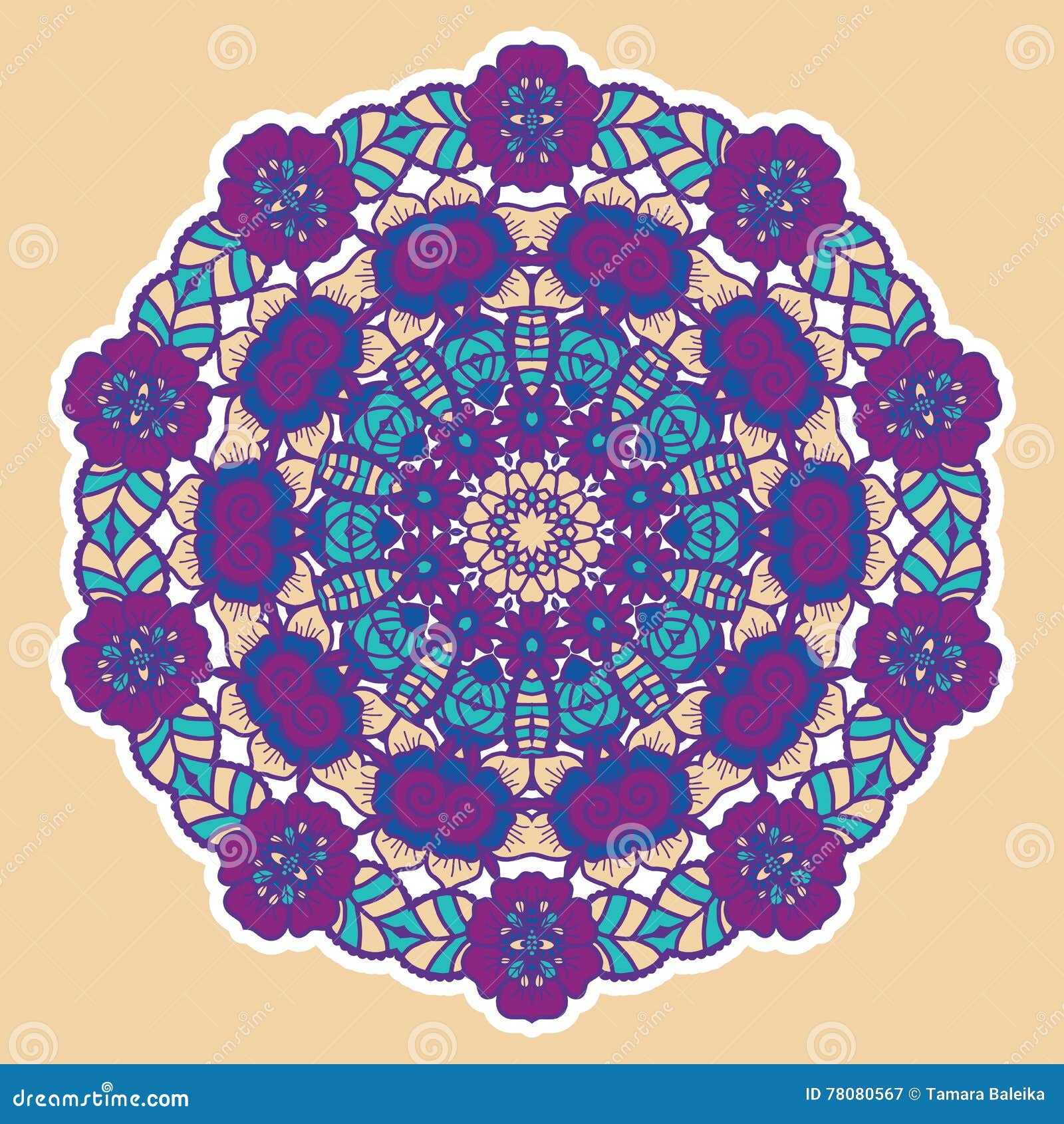 Round colorful mandala. stock vector. Illustration of design - 78080567