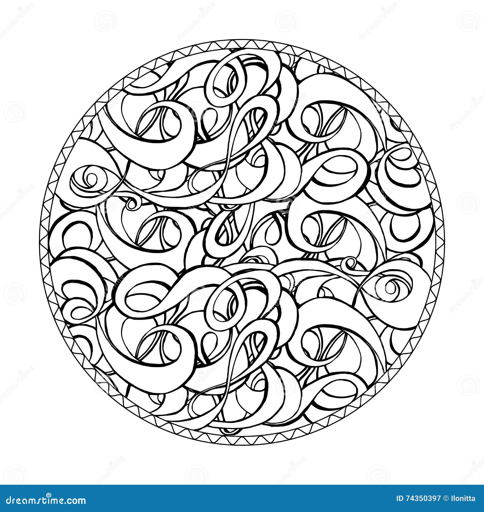 Round Coloring Book Page Design for Adults. Stock Vector - Illustration ...