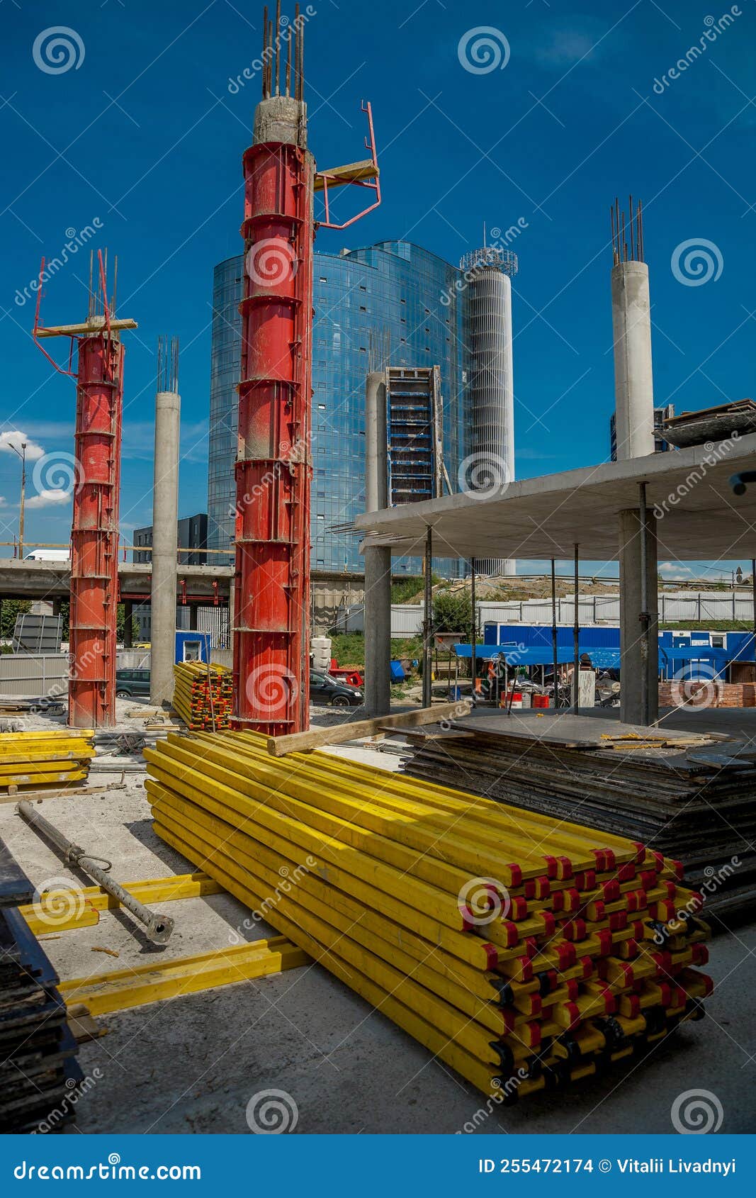 Round column panels stock photo. Image of frame, contractor - 255472174