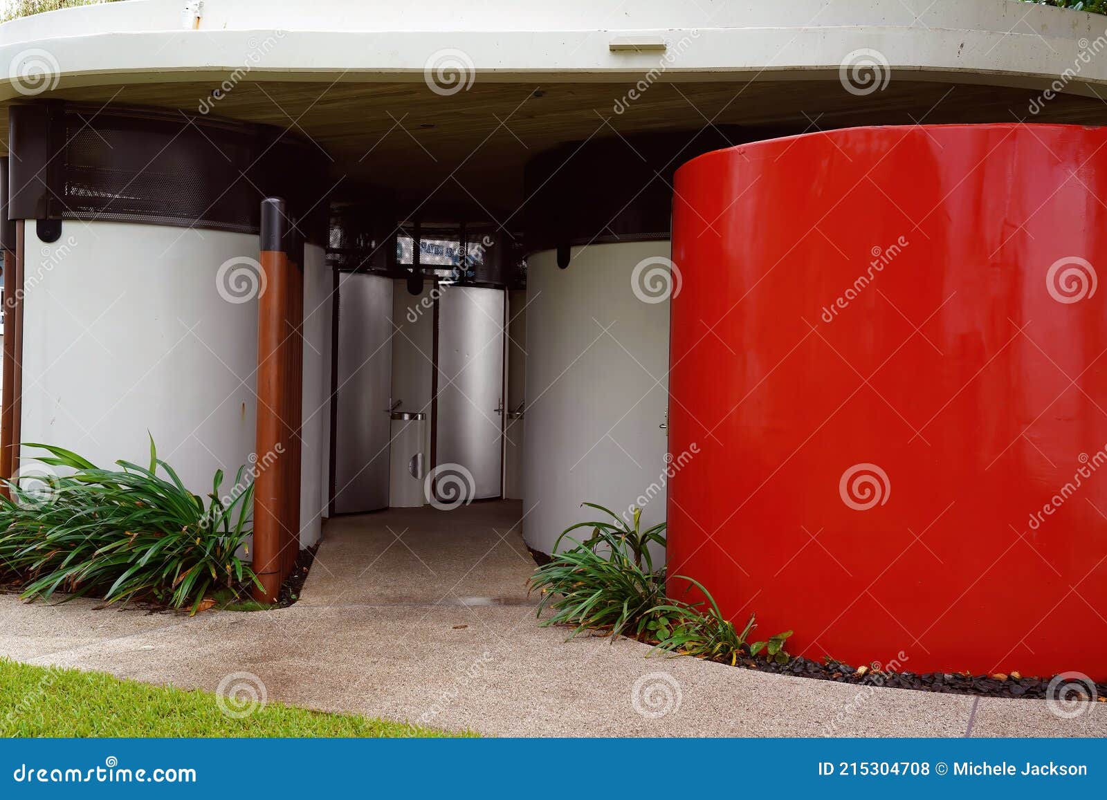 Round Columns Designed Public Toilets Stock Photo - Image of round ...